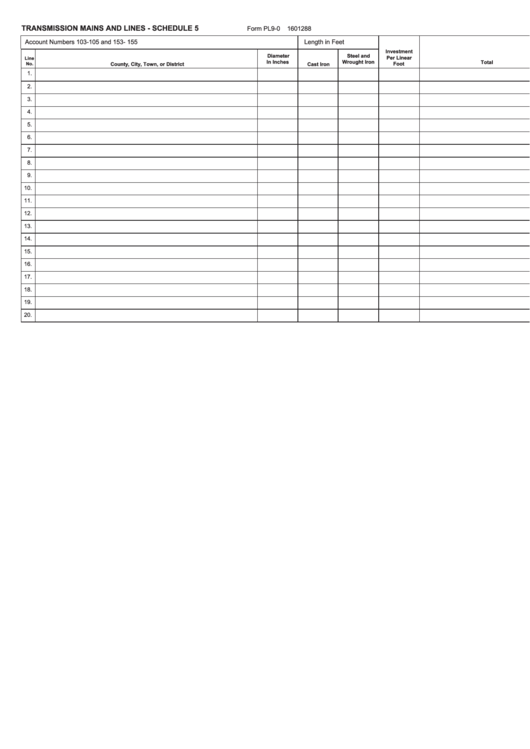 Fillable Form Pl9-0 (Schedule 5 ) - Transmission Mains And Lines ...