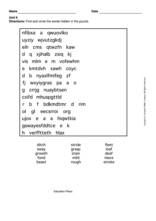 Level 5 Word Search Puzzle Template printable pdf download