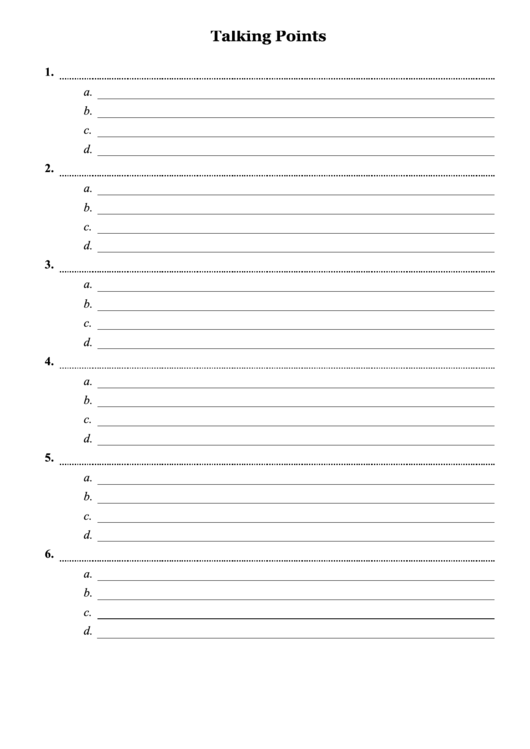Talking Points printable pdf download