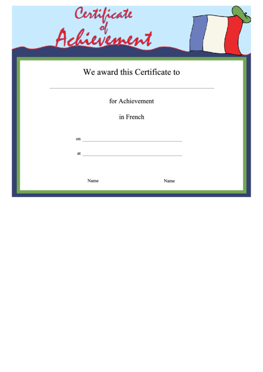 French Achievement printable pdf download