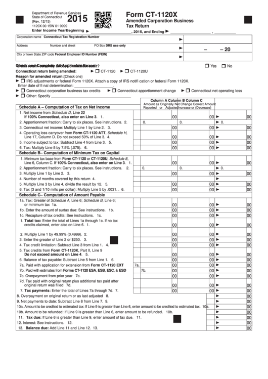 Form Ct-1120x - Amended Corporation Business Tax Return printable pdf ...