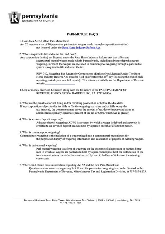 Pari-Mutuel Faq'S printable pdf download