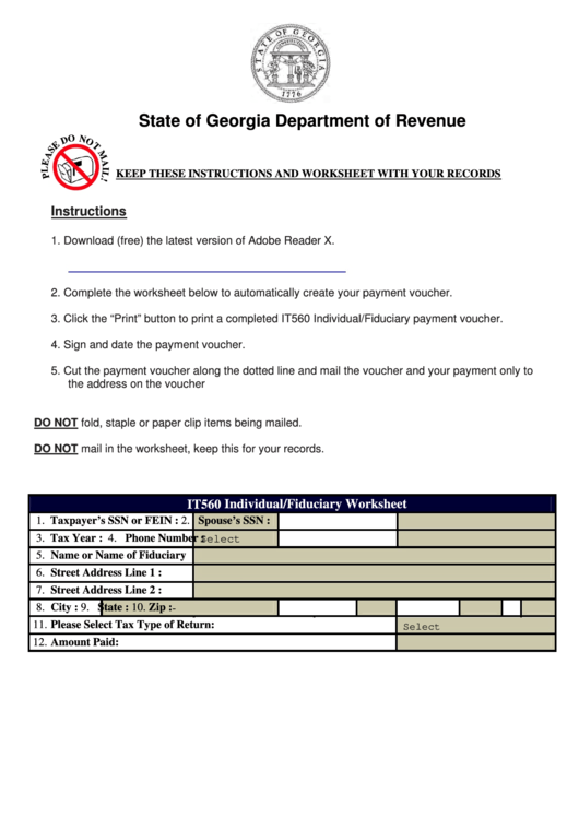 Fillable Form It 560 - Individual And Fiduciary Payment Voucher ...