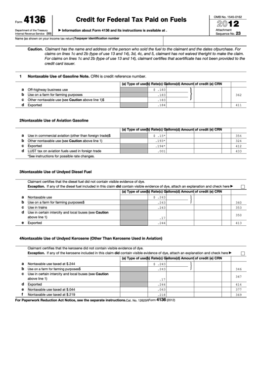 Form 4136 Fillable Printable Forms Free Online