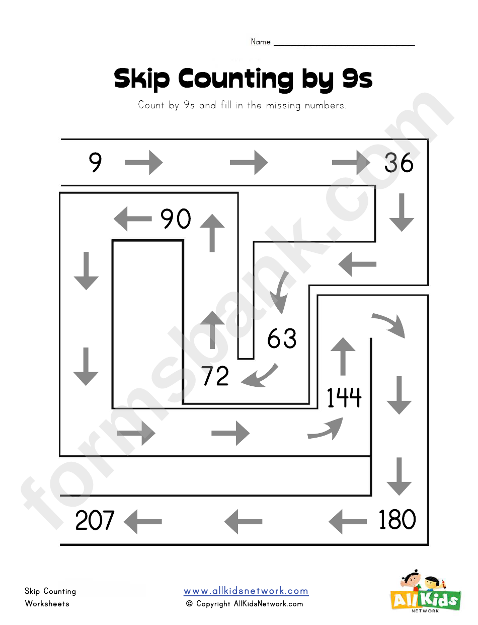 Skip Counting Worksheet printable pdf download