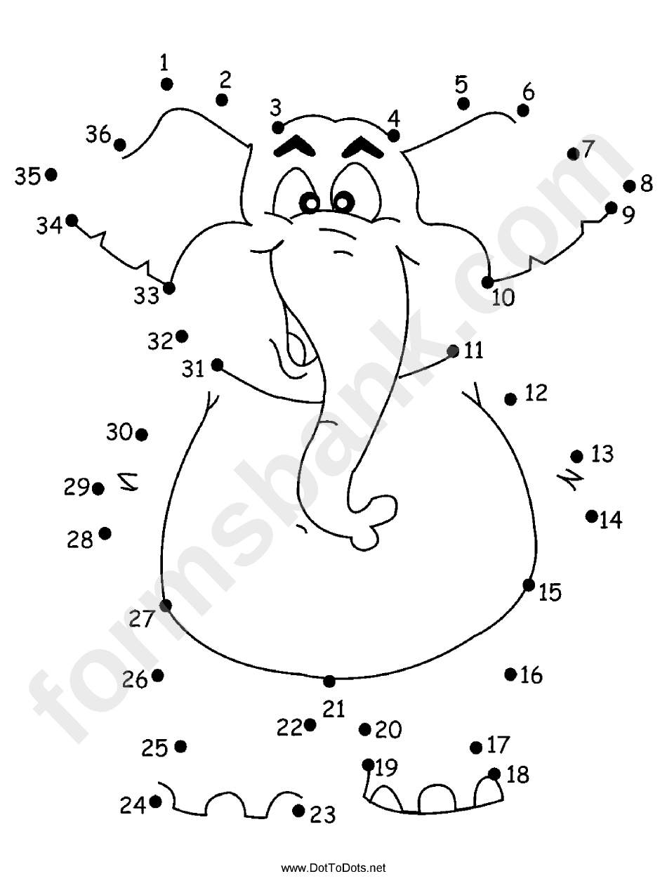 Standing Elephant Dot-To-Dot Sheet printable pdf download