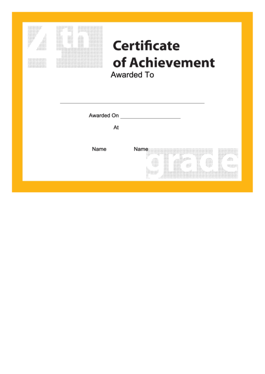 4th Grade Achievement Certificate printable pdf download
