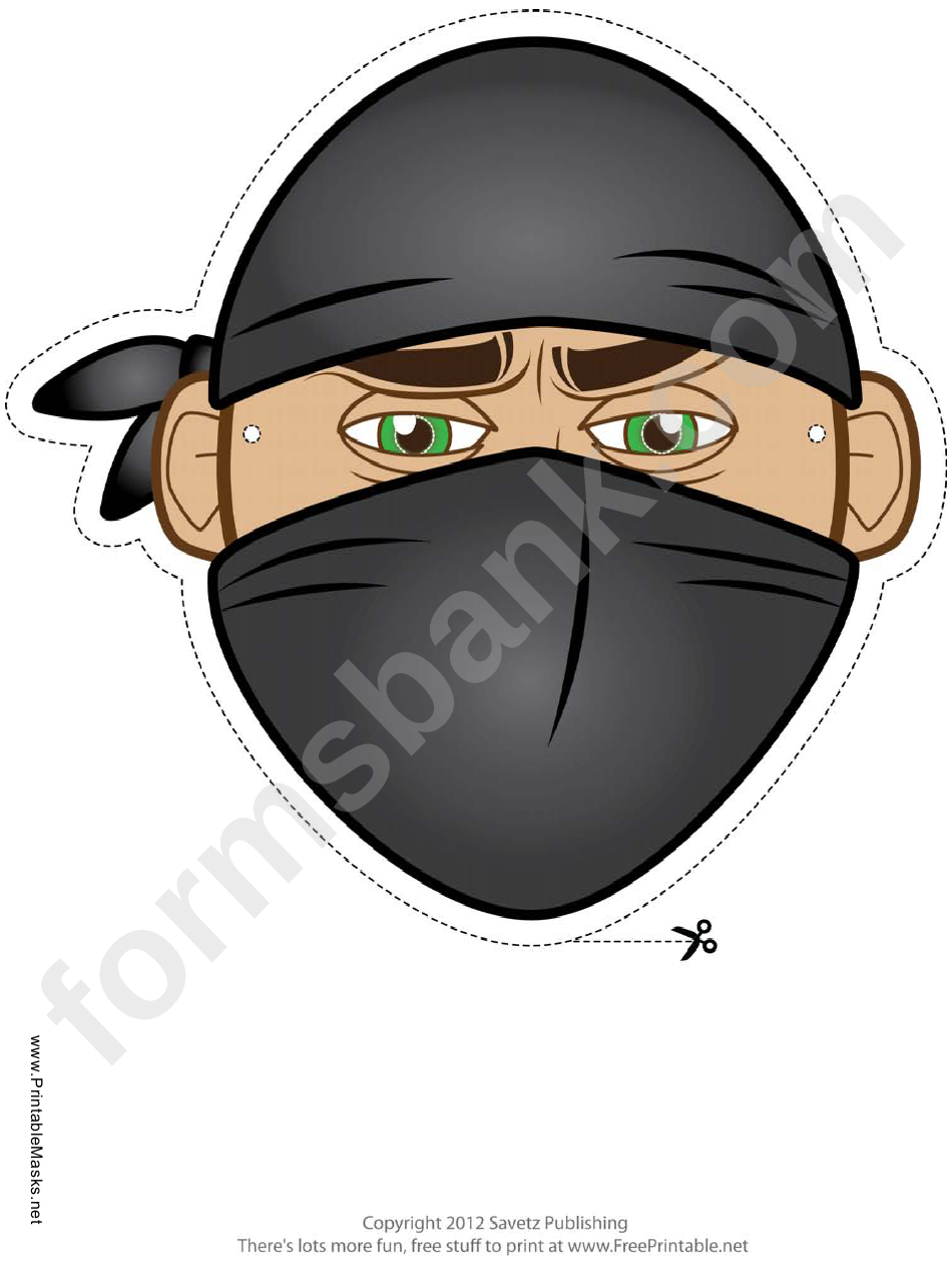 Ninja Bandana Mask Template printable pdf download