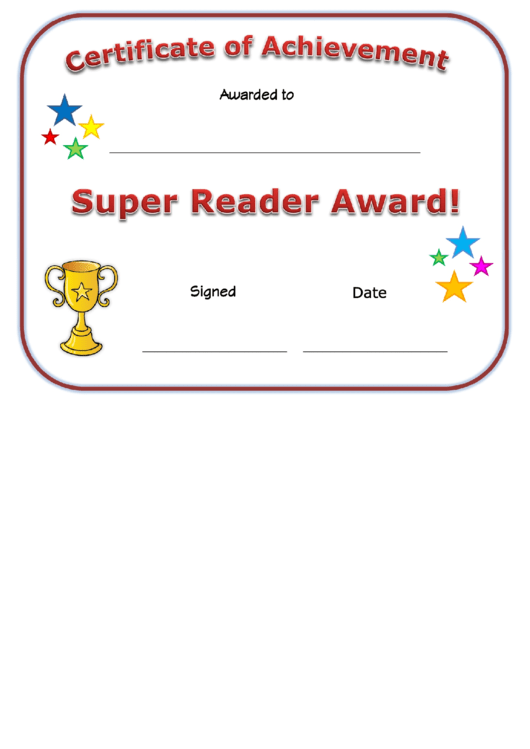 Super Reader Award Certificate Template printable pdf download