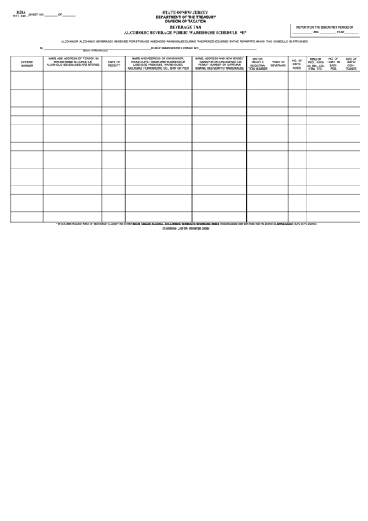 Fillable Form R-24a - Schedule "R" - Beverage Tax Alcoholic Beverage ...