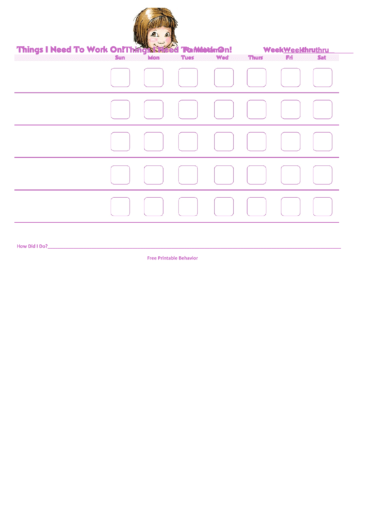 Things I Need To Work On Chart - Ramona printable pdf download