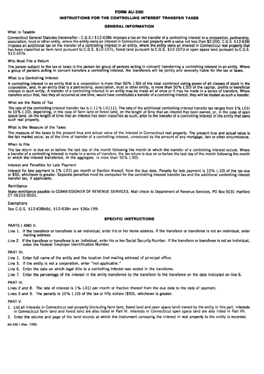 Form Au-330 I Instructions For The Controlling Interest Transfer Taxes ...