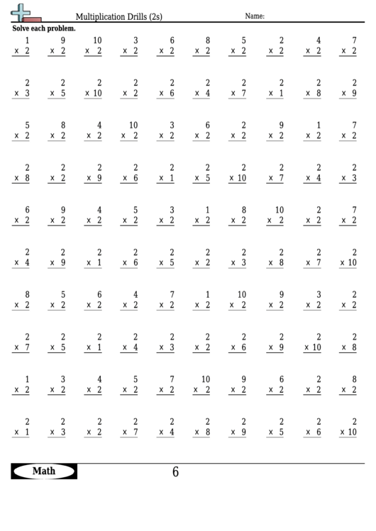 Free Printable Multiplication Speed Drills Free Printable Printable 