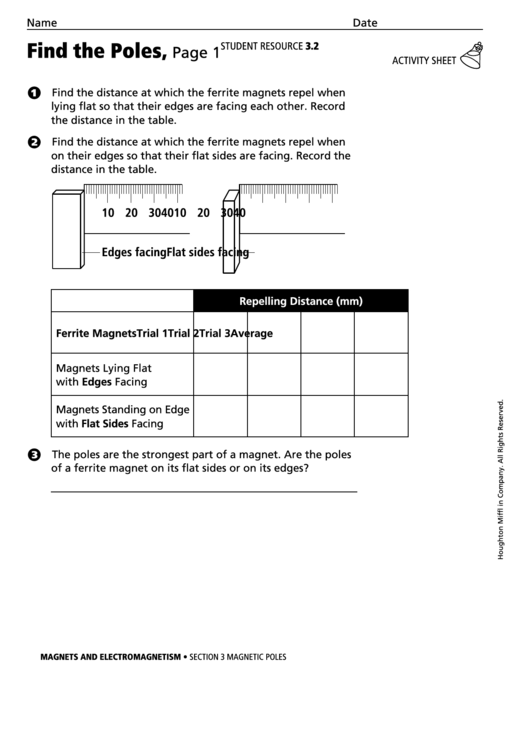 Find The Poles Physics Worksheet printable pdf download