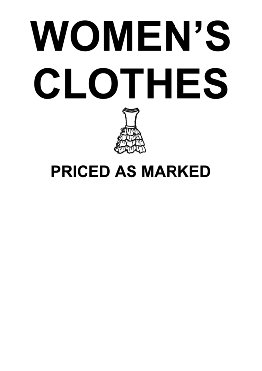 Womens Clothes Sale Sign printable pdf download