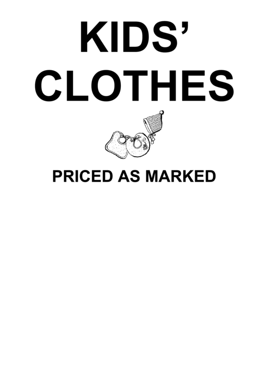 Kids Clothes Sign printable pdf download
