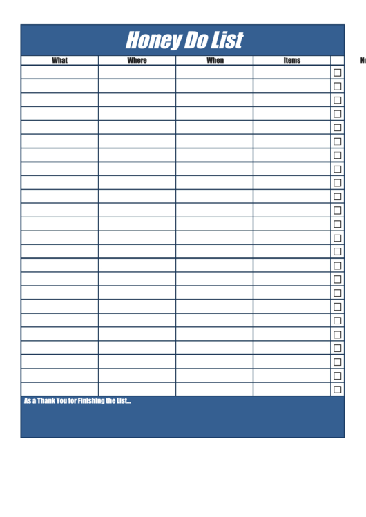 Top 6 Honey Do List Free To Download In PDF Format