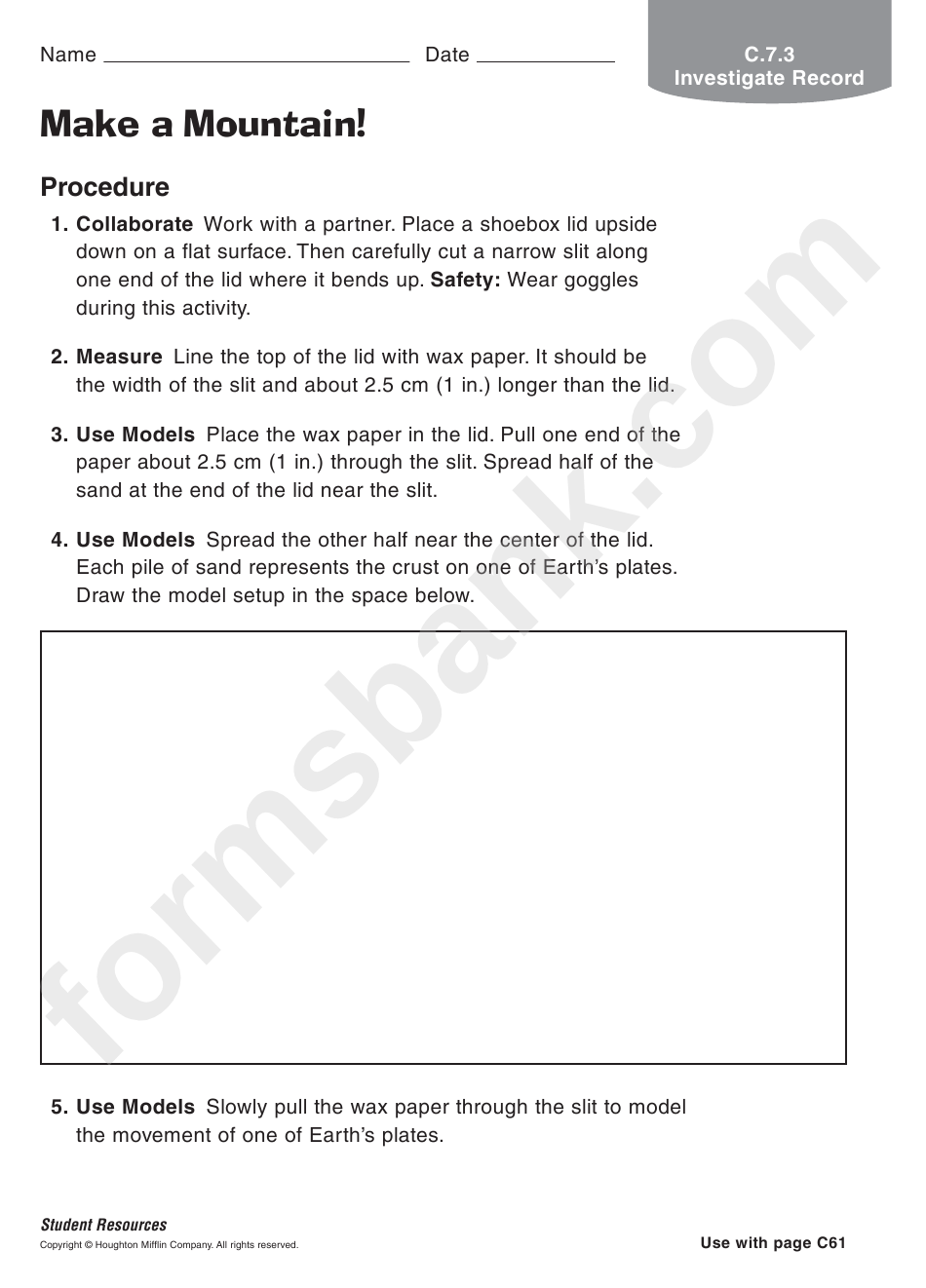 Make A Mountain Geography Worksheet printable pdf download