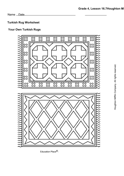 Turkish Rug Math Worksheet printable pdf download