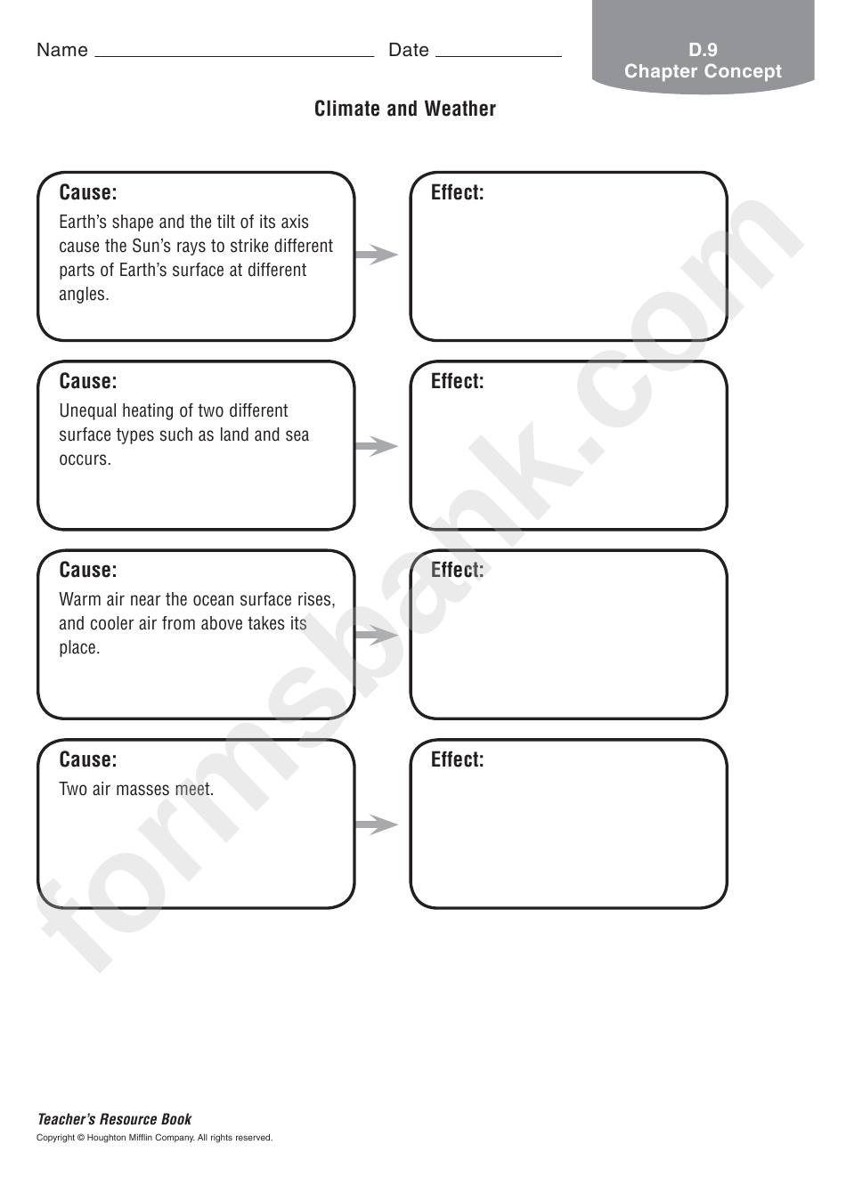 Science Worksheet - Climate And Weather printable pdf download
