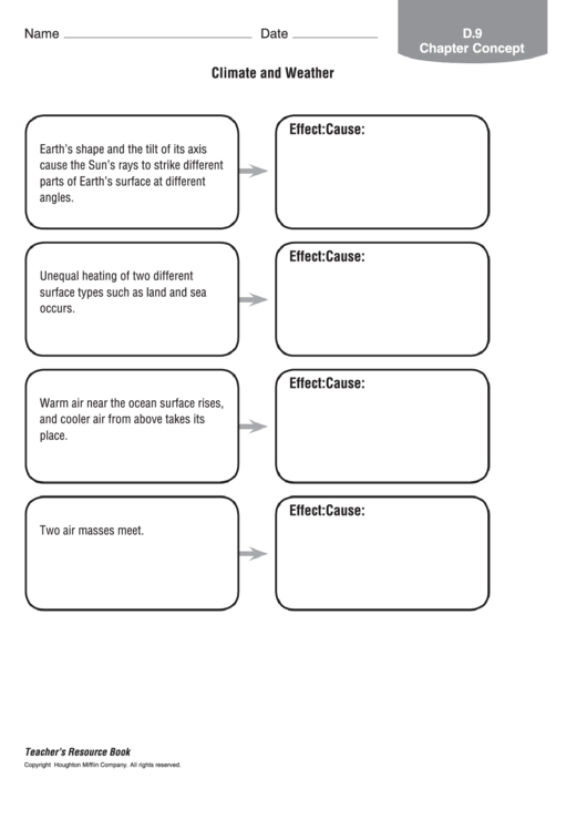 Science Worksheet - Climate And Weather printable pdf download