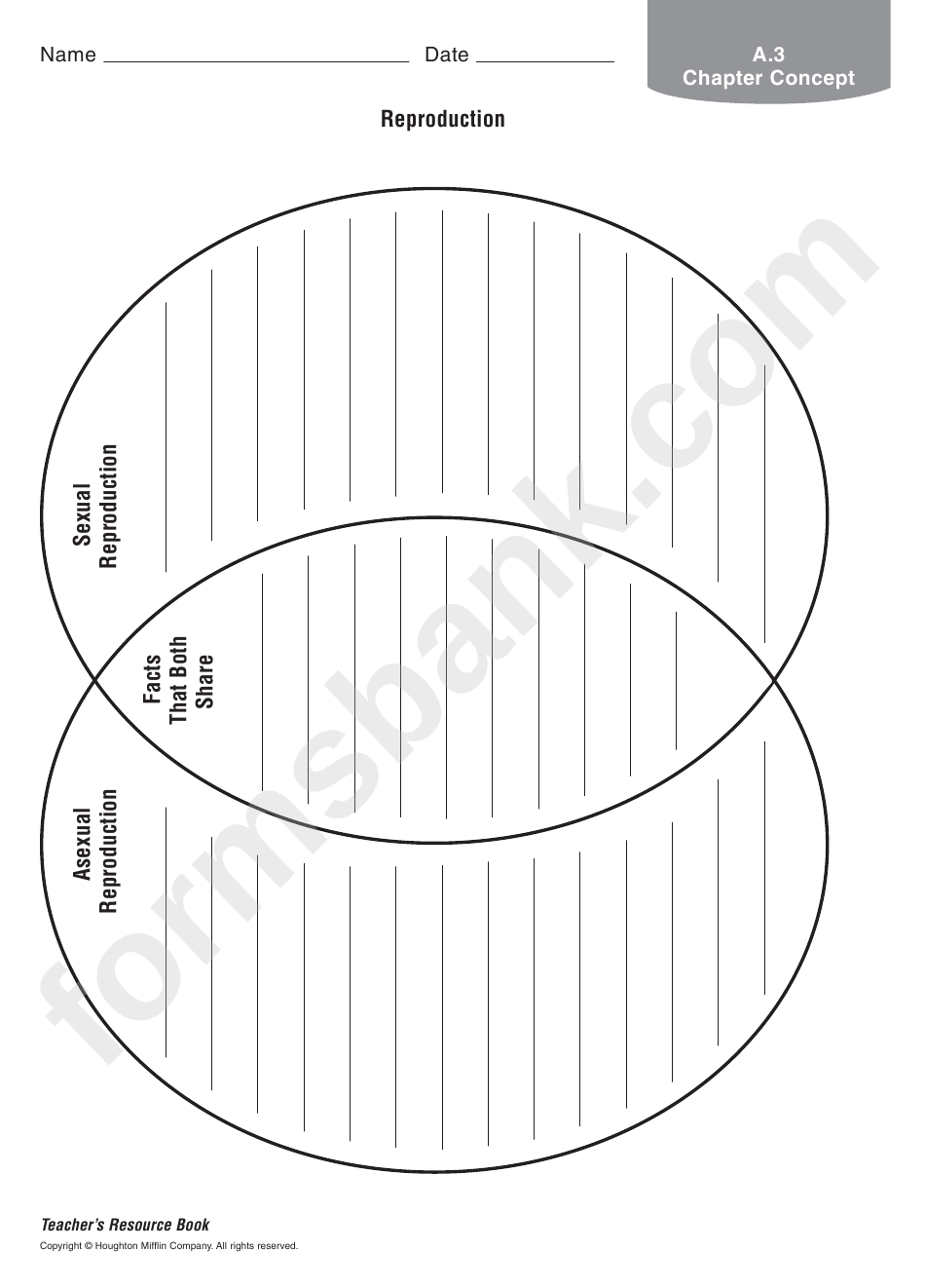 Science Worksheet - Reproduction printable pdf download