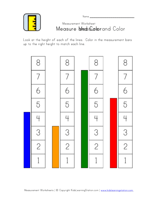 Measure And Color Worksheet printable pdf download