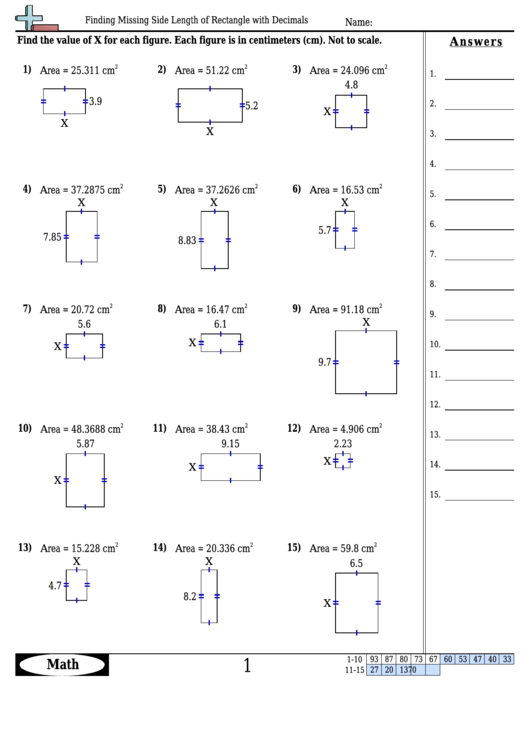 Finding Missing Side Length Of Rectangle With Decimals - Geometry ...