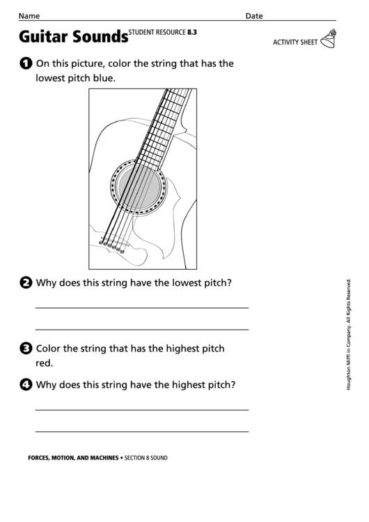 Guitar Sounds Physics Worksheet printable pdf download