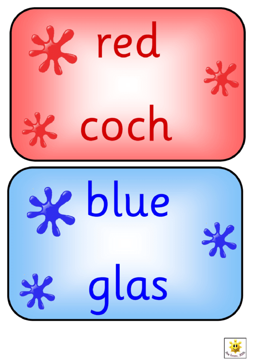 English/welsh Bilingual Color Cards printable pdf download