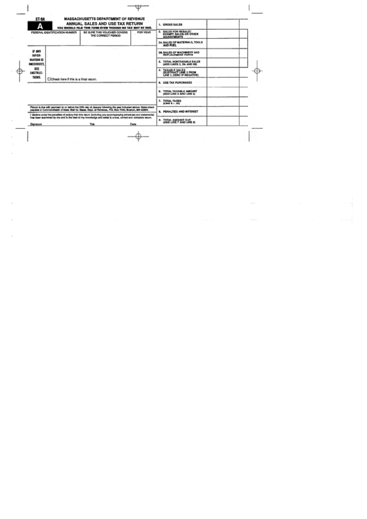 Form St-9a - Annual Sales And Use Tax Return printable pdf download