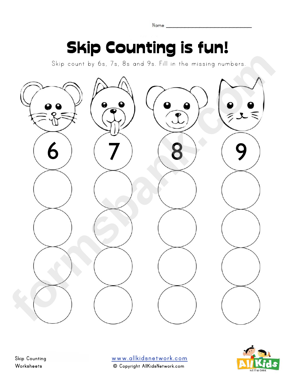 Skip Counting Worksheet printable pdf download