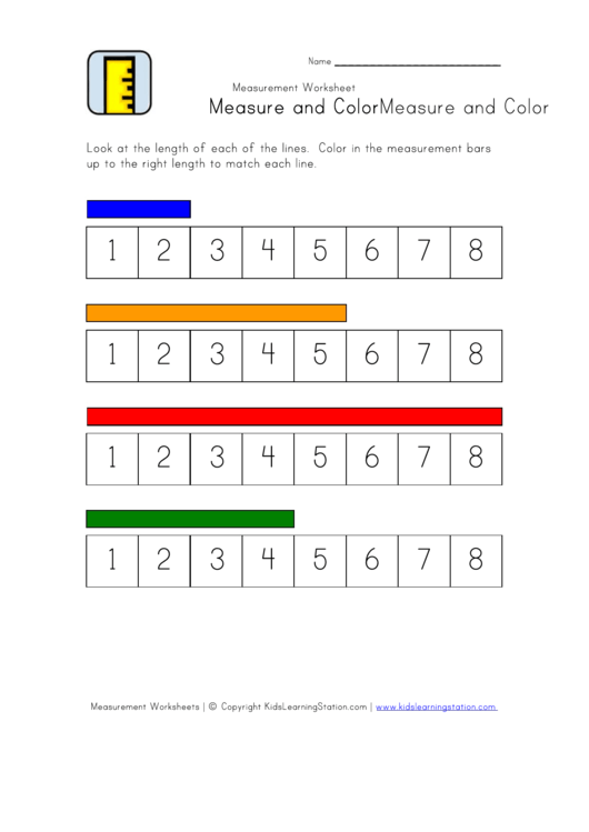Measure And Color Worksheet printable pdf download