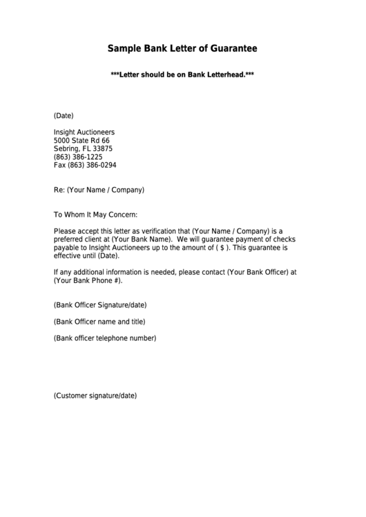 Bank Guarantee Re Letter