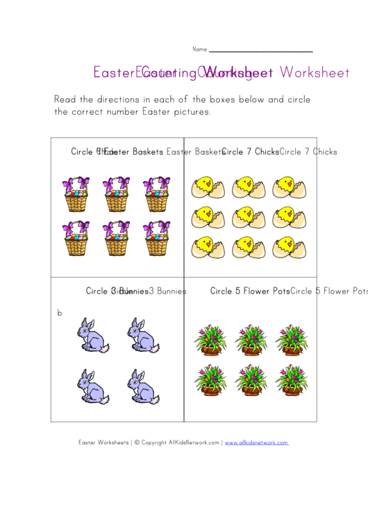 Easter Counting Worksheet printable pdf download
