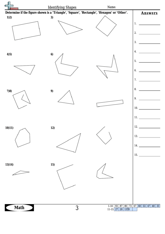 Identifying Shapes Worksheet With Answer Key printable pdf download