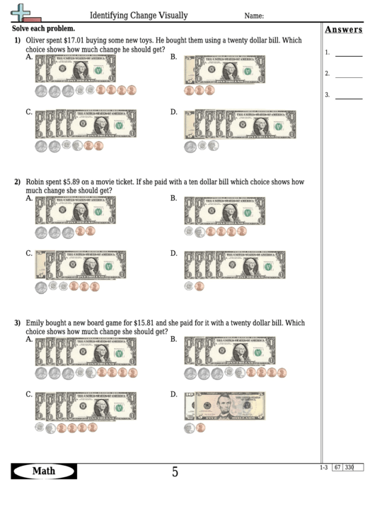 Identifying Change Visually Worksheet Template With Answer Key ...