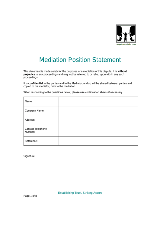 Top Statement Of Position Mediation Free To Download In PDF Format