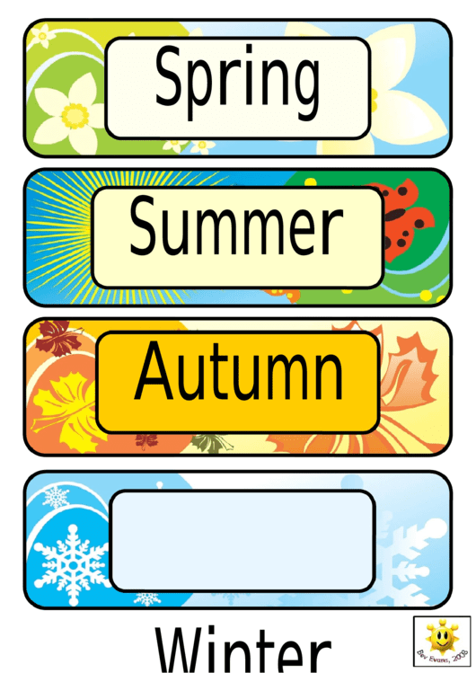 Seasons Classroom Poster printable pdf download