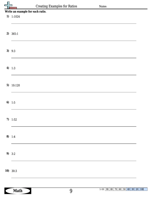 Creating Examples For Ratios Worksheet Template With Answer Key ...