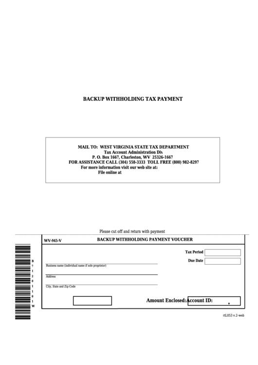 Form Wv-945-V - Backup Withholding Payment Voucher printable pdf download
