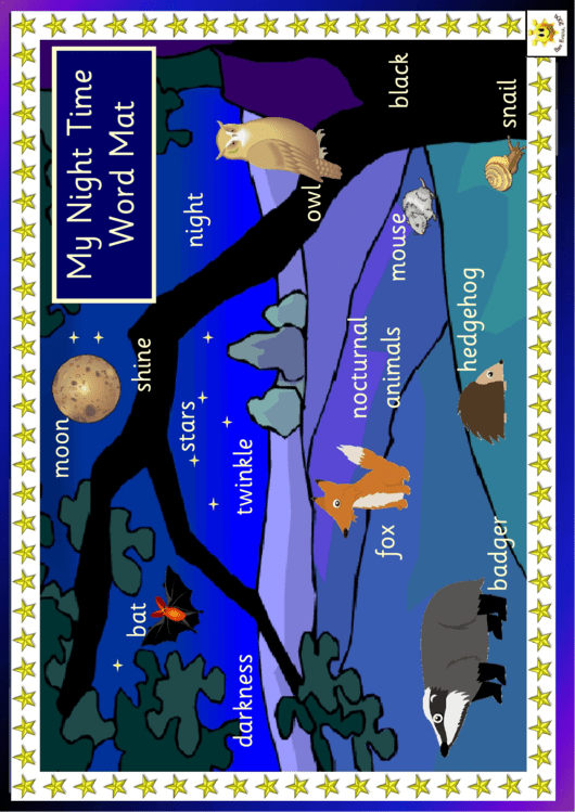 My Night Time Word Mat printable pdf download