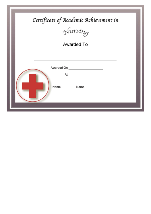 Nursing Academic Certificate printable pdf download
