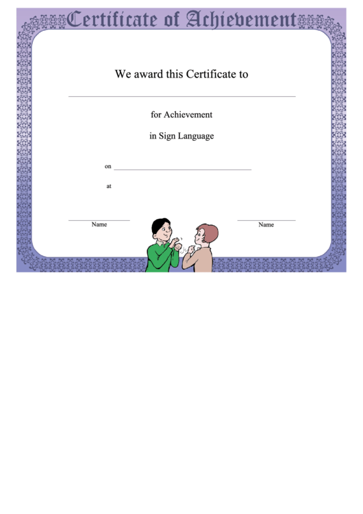 Sign Language Achievement printable pdf download
