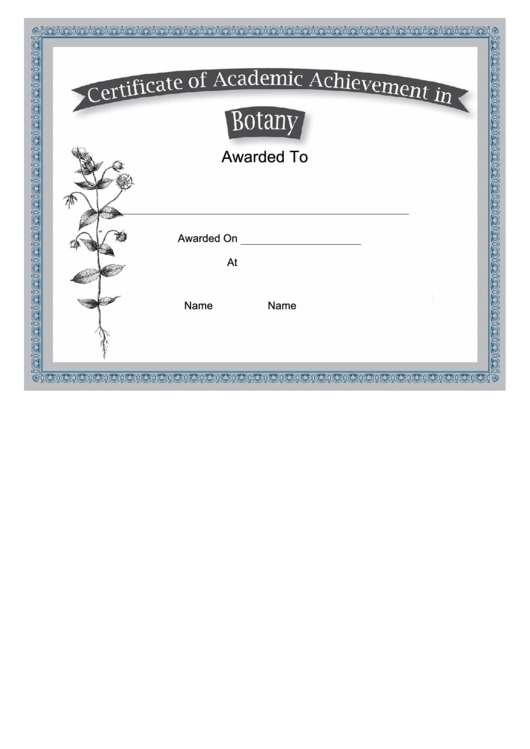 Botany Academic Certificate printable pdf download