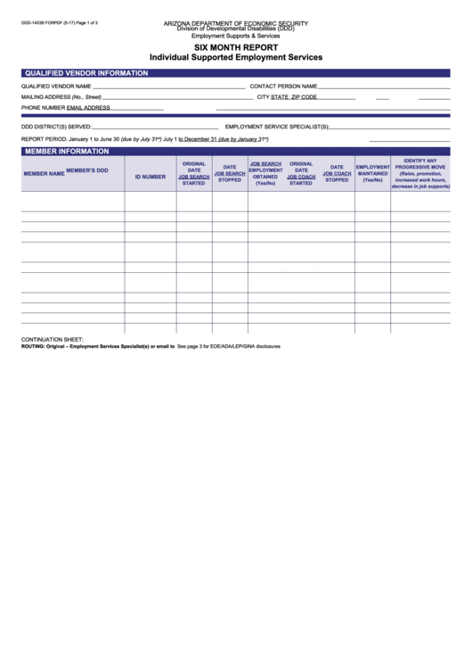 Fillable Form Ddd-1403b - Six Month Report - Individual Supported ...