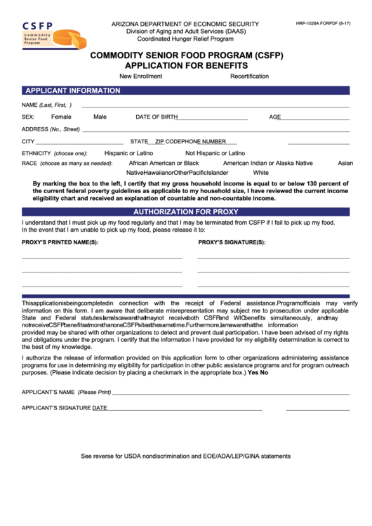 Fillable Form Hrp-1028a - Commodity Senior Food Program (Cfsp ...