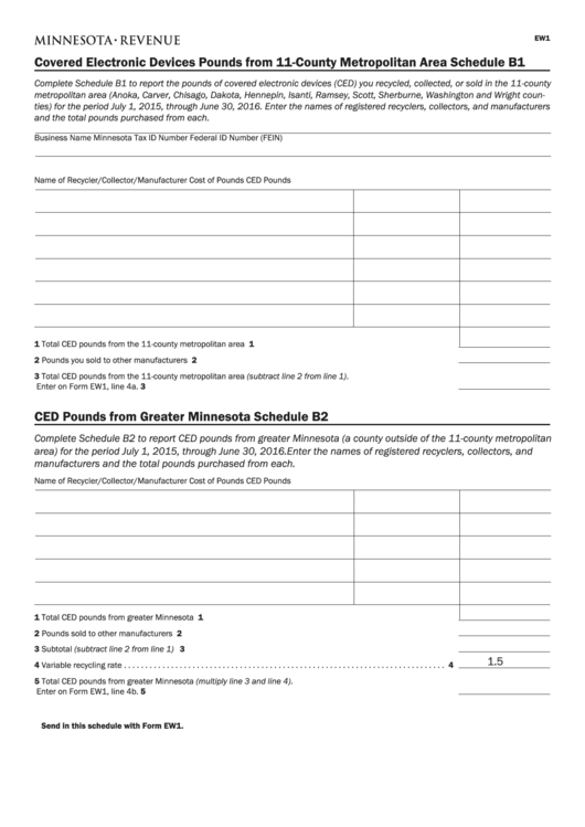 Fillable Form Ew1 - Schedule B1 - Covered Electronic Devices Pounds ...