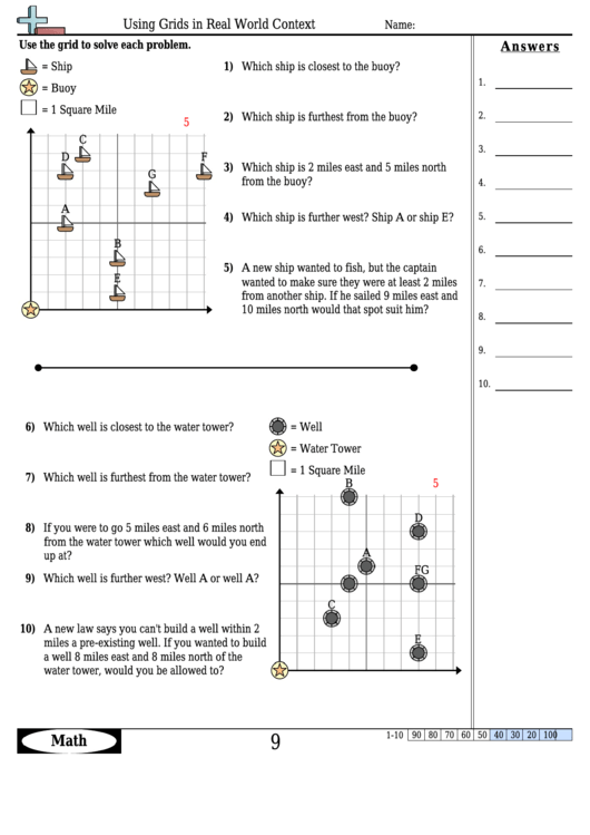 Using Grids In Real World Context Worksheet Template With Answer Key ...