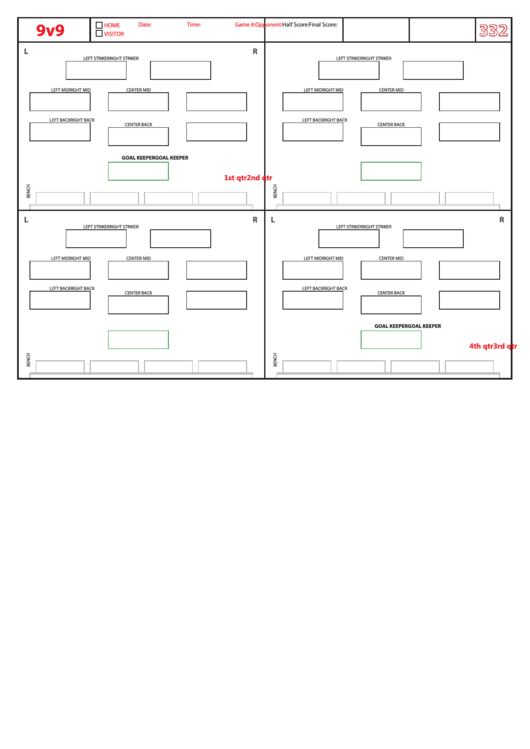 Fillable Soccer Formation Lineup Sheet 9v9 3 3 2 Printable Pdf Download